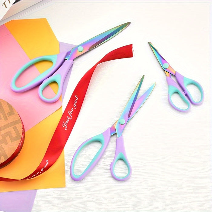 3pcs Colorful Craft Scissors Set - Sharp Titanium Blades with Soft Rub ...