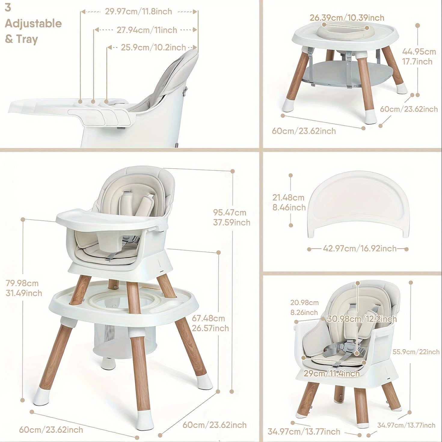 14-In-1 Baby High Chair Baby Seat, Convertible Multifunctional Infant ...